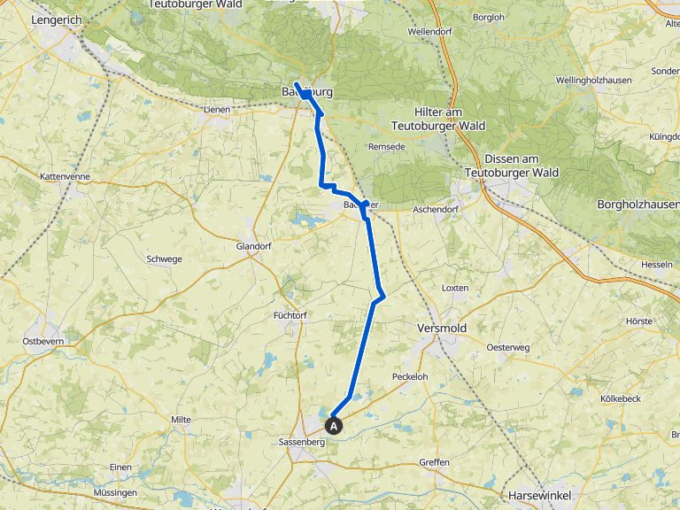 Sassenberg - Bad Iburg 🏰 - 47 km | Fahrradtour | Komoot